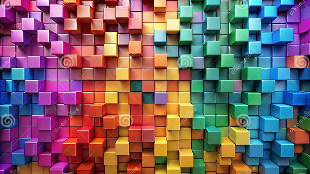 Rainbow of Colorful Blocks Abstract Background Generative AI Stock ...