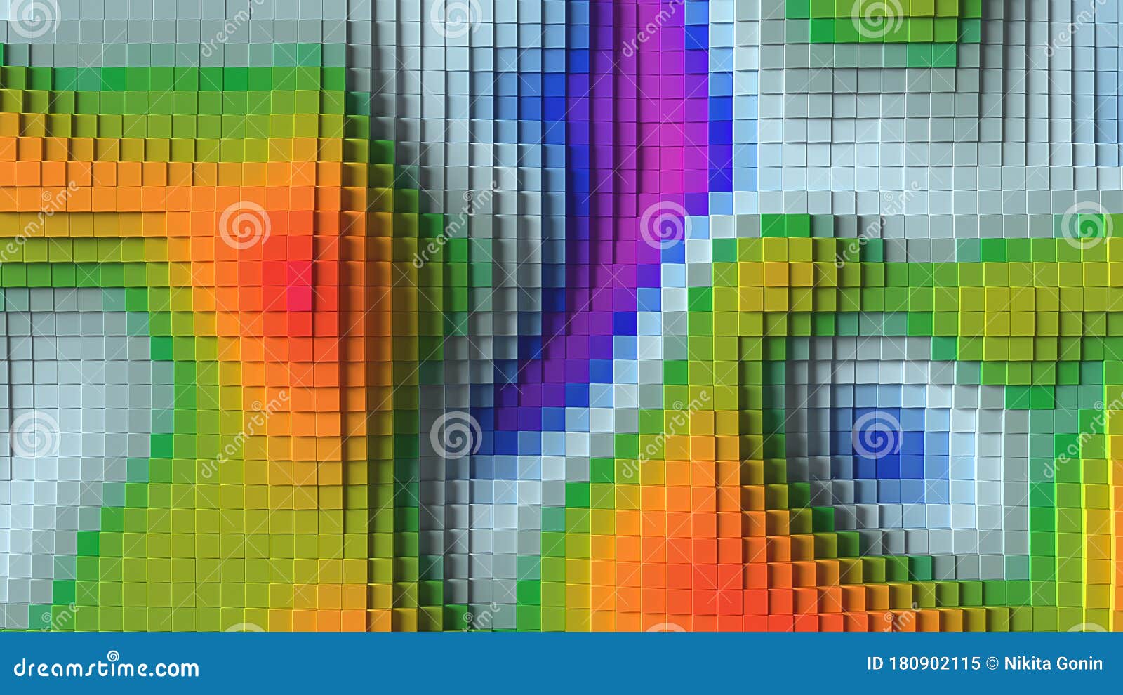 Rainbow Colorful Blocks 3D Render Illustration Stock Illustration ...