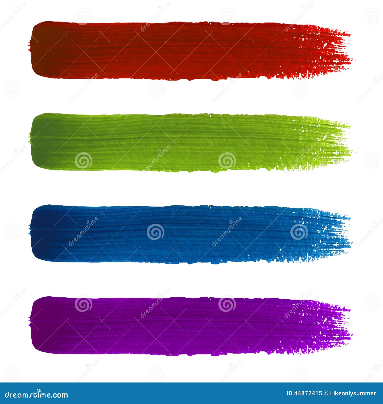 Rainbow Colorful Brush Strokes Set Stock Vector - Illustration of ...