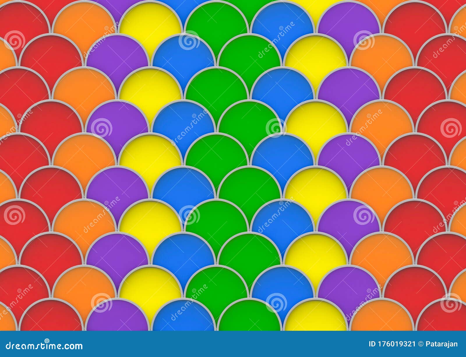 3d Redndering. Rainbow Colorful Circle in Wave Pattern Decorative Wall ...