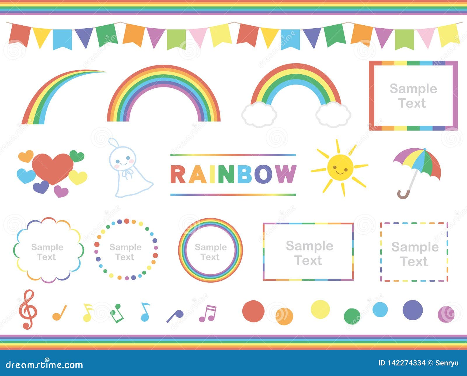 Rainbow set stock vector. Illustration of frame, gradation - 142274334