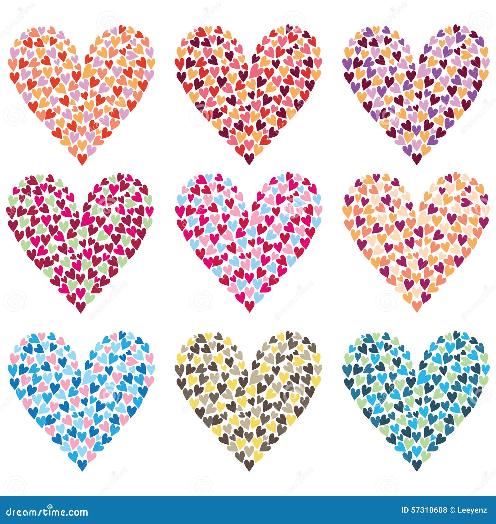 Rainbow Colorful Heart Shape Set Stock Vector - Illustration of design ...