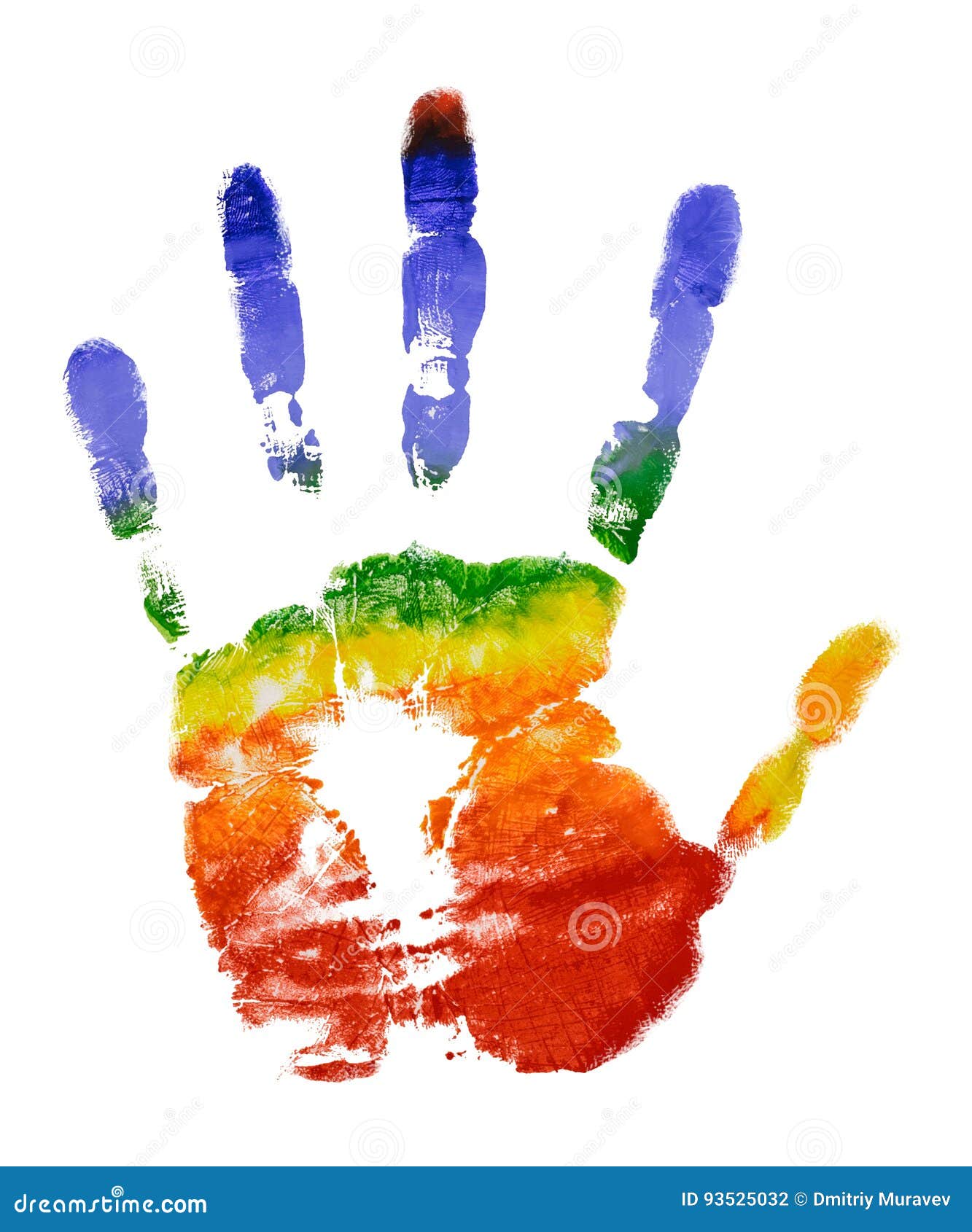 Rainbow Colorful Left Hand Print Isolate on White Background Stock ...