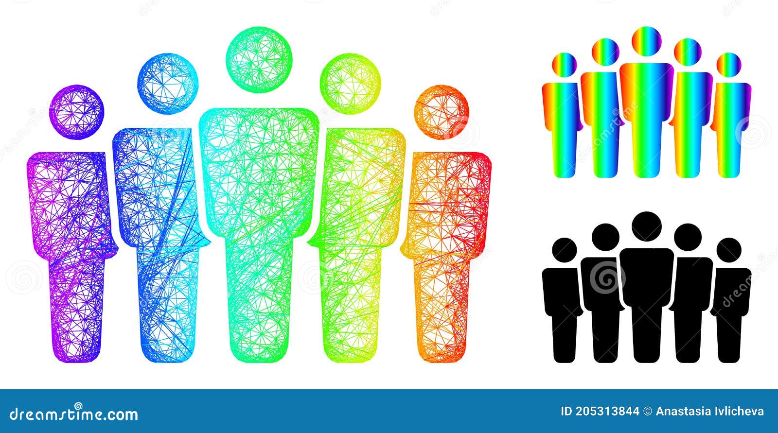 Spectral Linear Gradient People Crowd Icon Stock Vector - Illustration ...