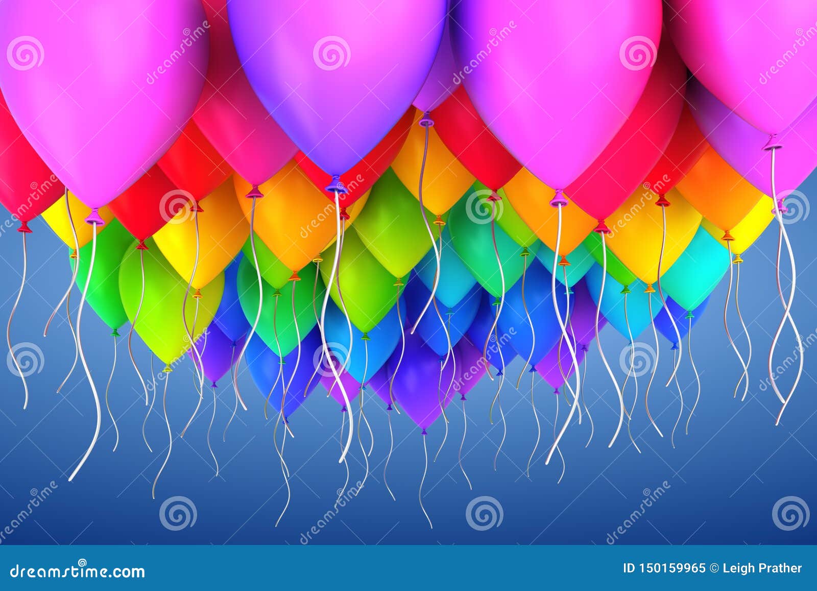 Rainbow of Colorful Party Balloons Stock Illustration - Illustration of ...