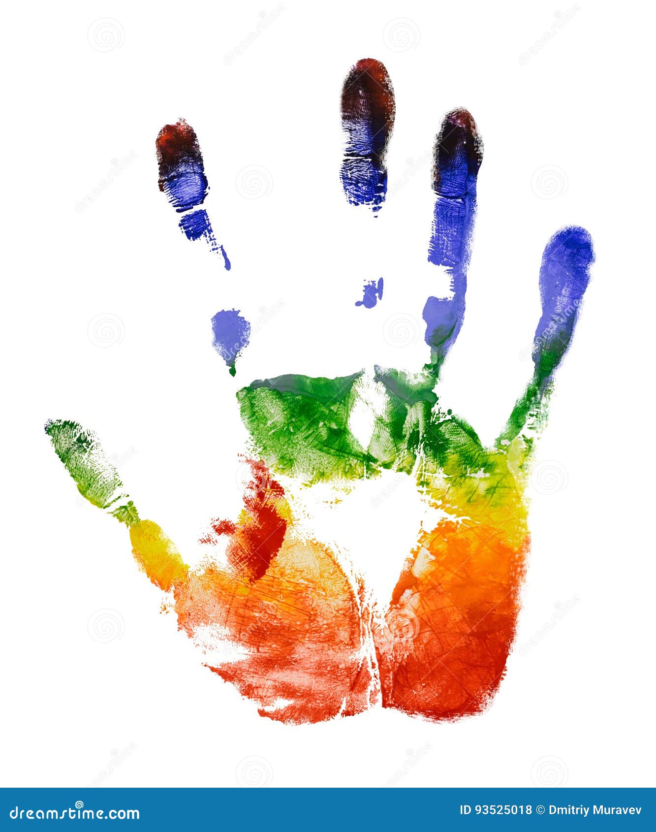 Rainbow Colorful Right Hand Print Isolate on White Background Stock ...