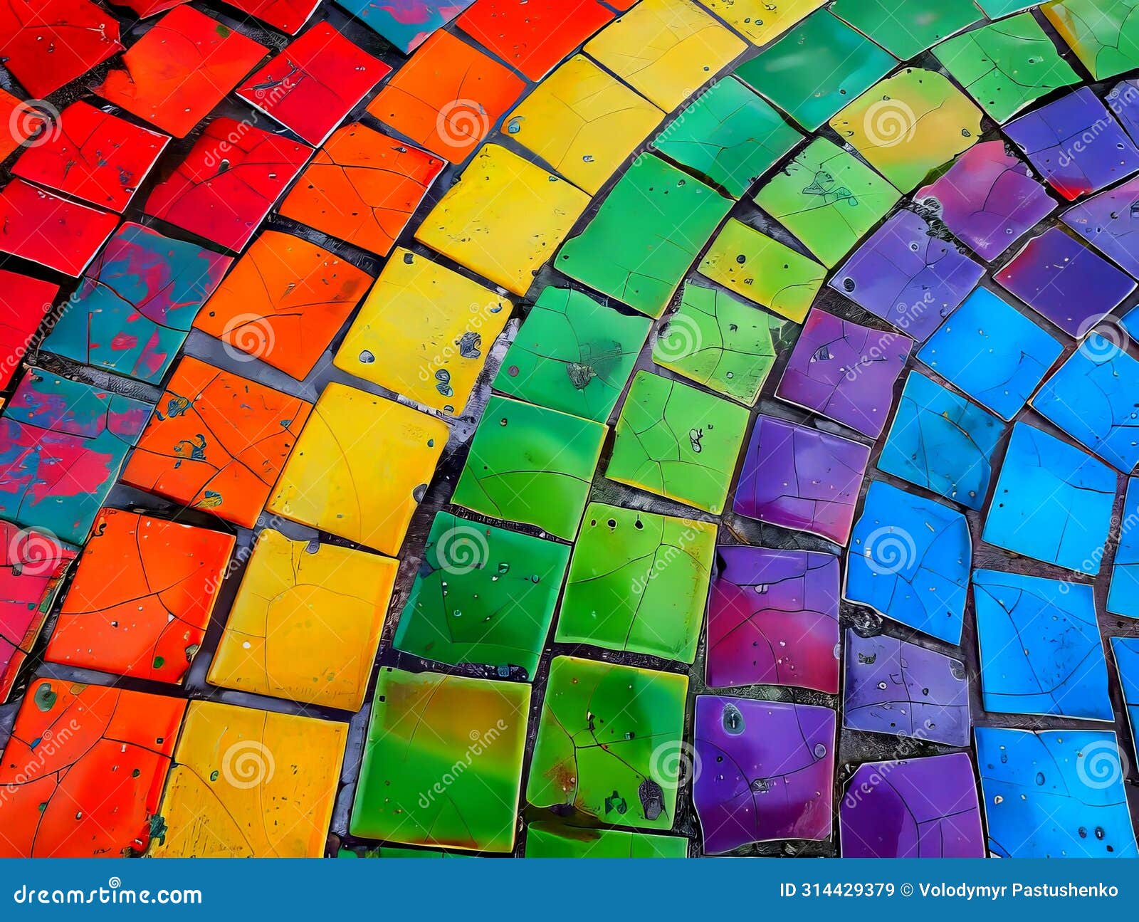A Rainbow of Colorful Tiles on the Ground. Pride Color Stock Image ...