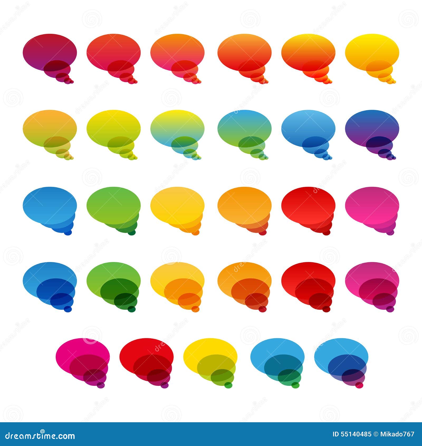 Rainbow Colorful Transparent Chat Bubbles Set Stock Vector ...