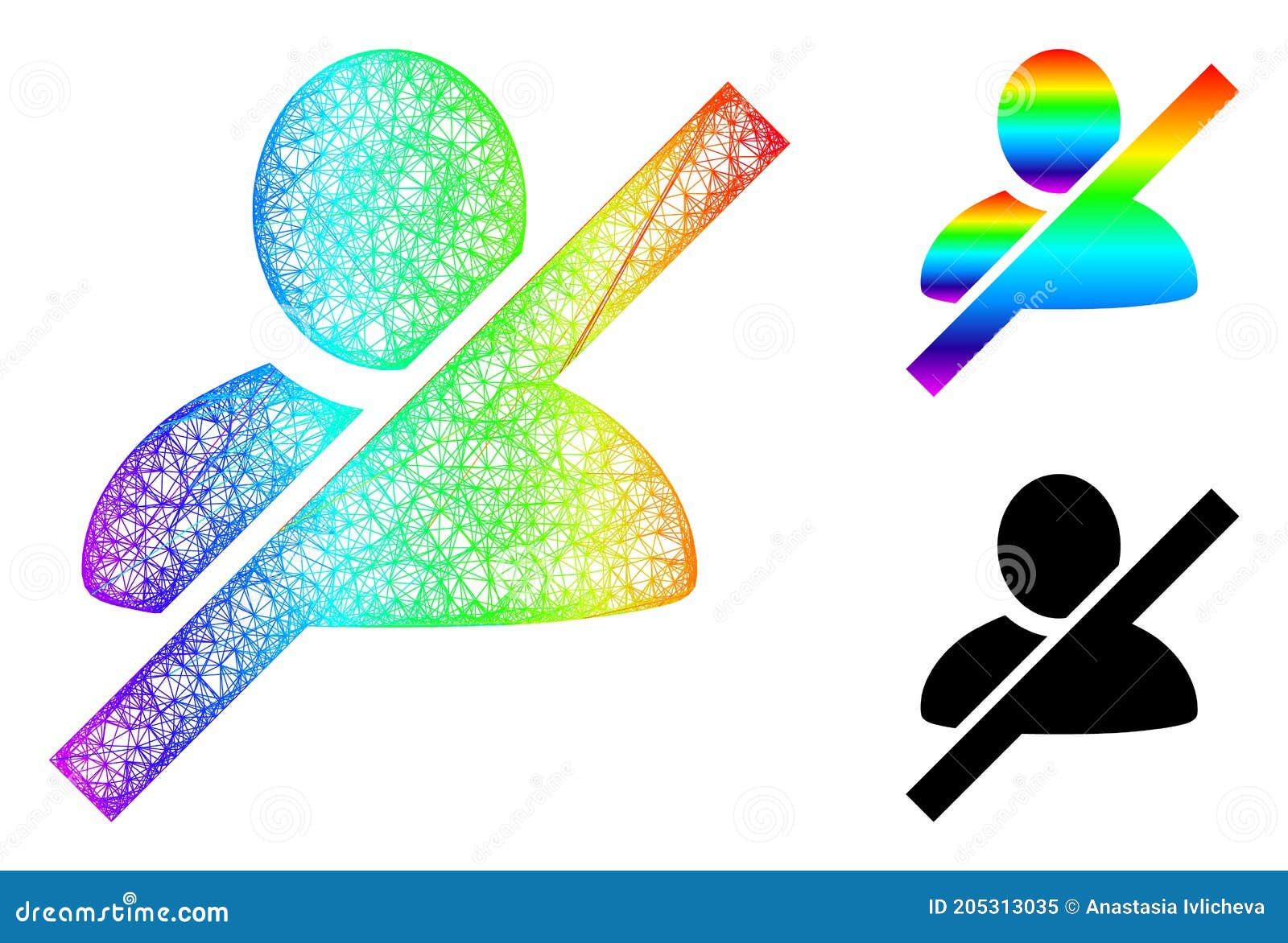 Rainbow Linear Gradient Not Allowed Man Icon Stock Vector ...