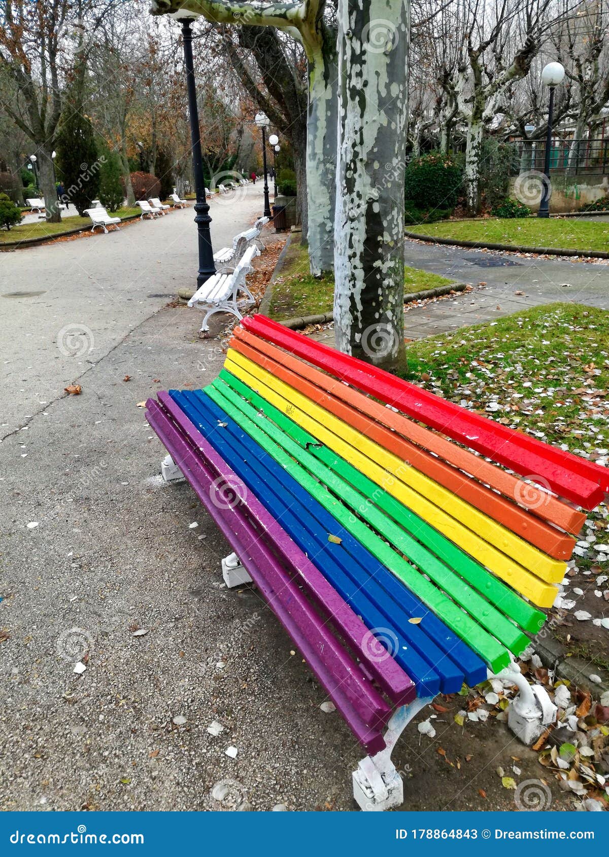 Rainbow Colors Wooden Bench Stock Image - Image of rainbow, pride ...