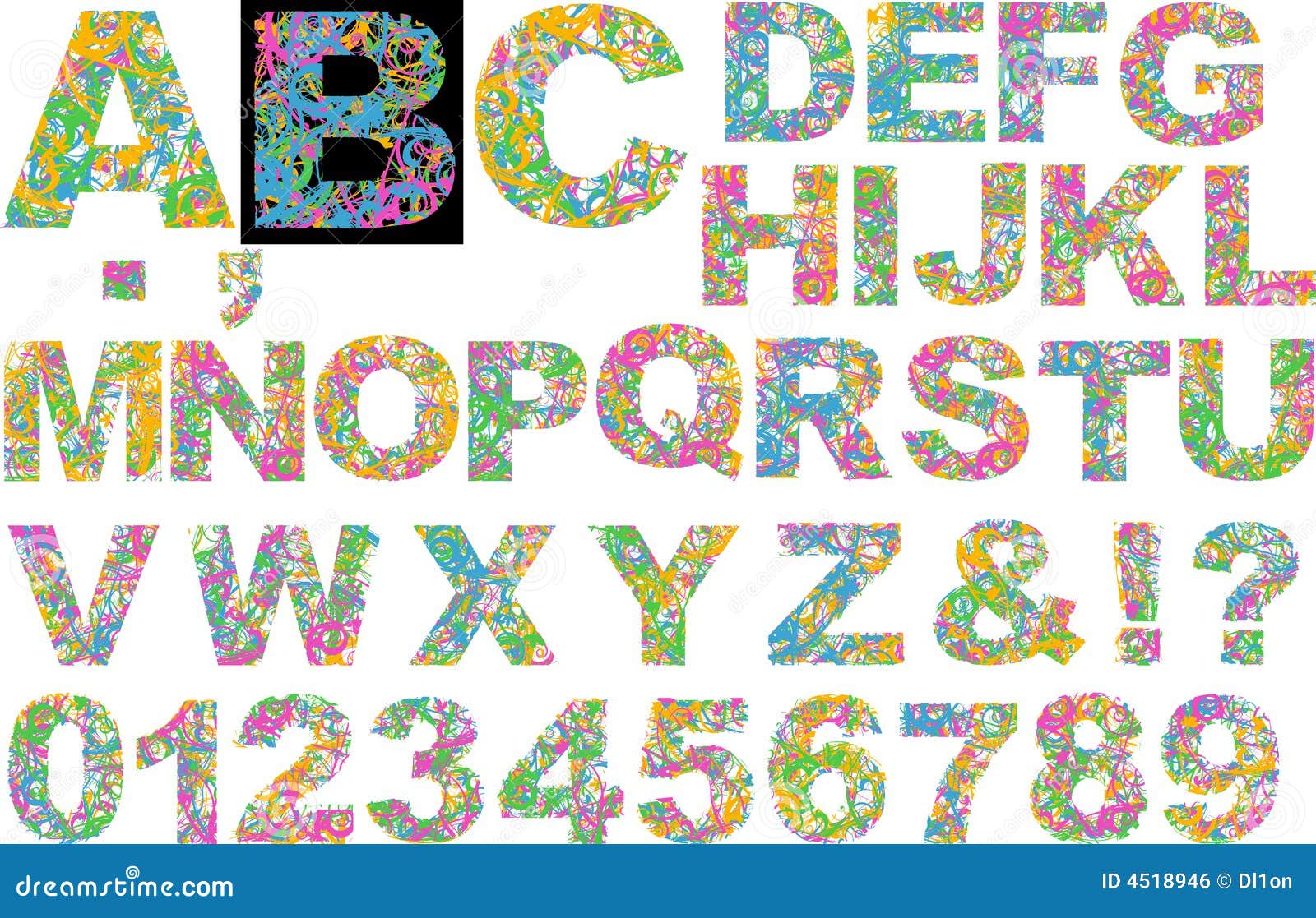 Rainbow Colors Curves Alphabet Stock Illustration - Illustration of ...
