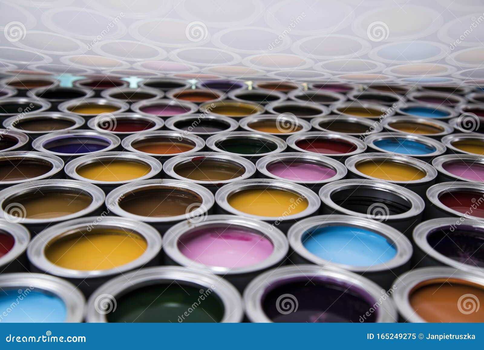 Rainbow Colors, Group of Tin Metal Cans Stock Image - Image of messy ...