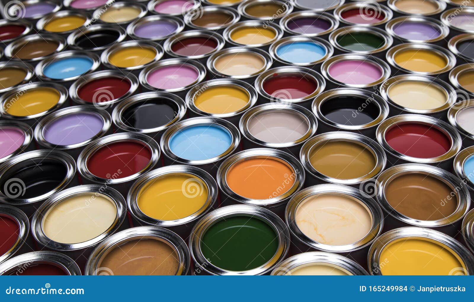 Rainbow Colors, Group of Tin Metal Cans Stock Photo - Image of colours ...
