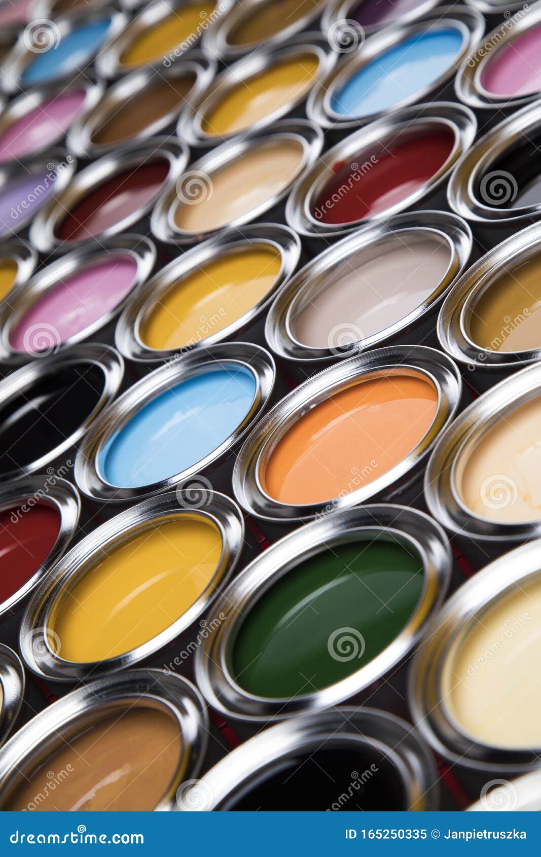 Rainbow Colors, Group of Tin Metal Cans Stock Image - Image of bucket ...