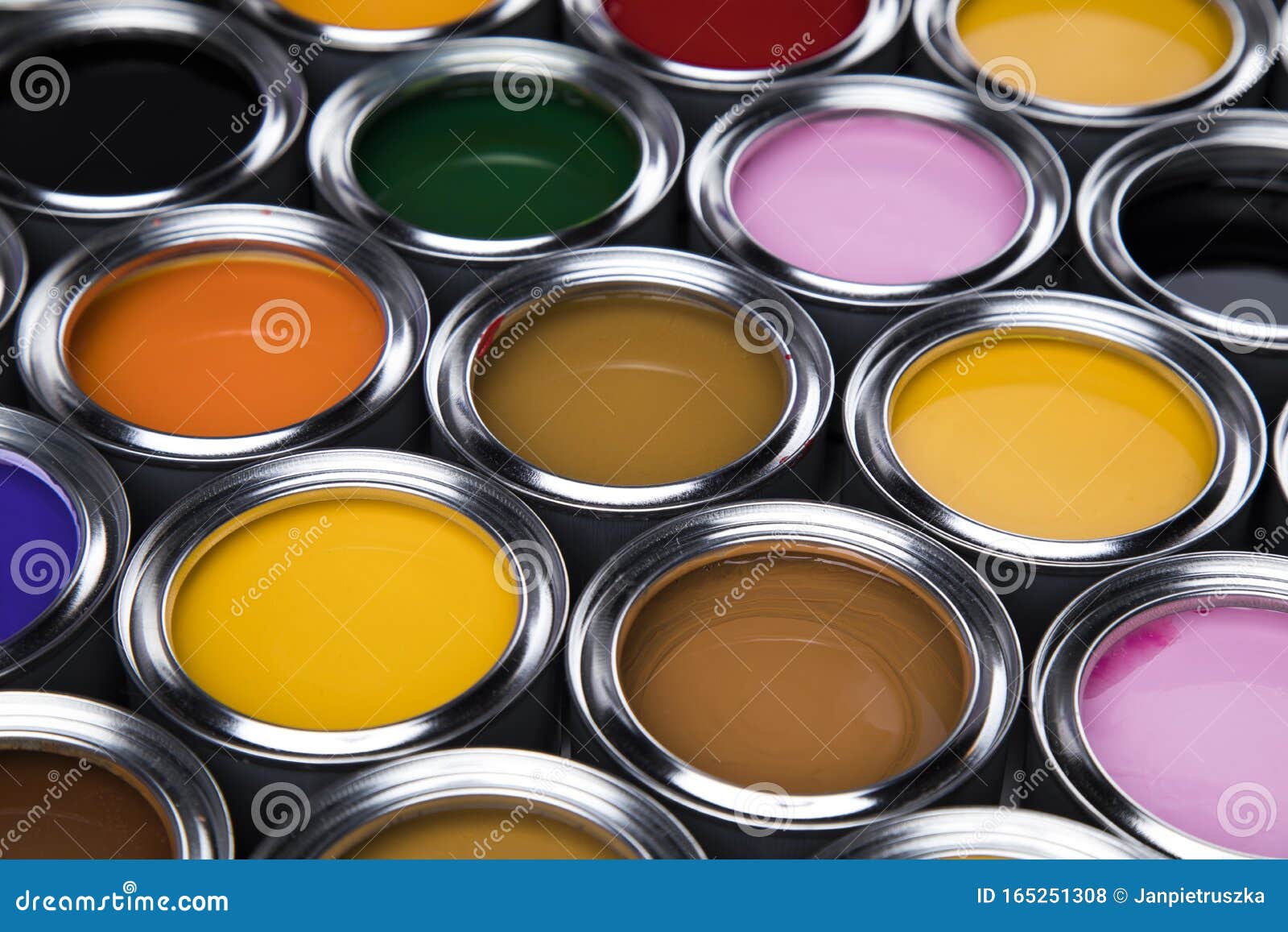 Rainbow Colors, Group of Tin Metal Cans Stock Photo - Image of messy ...