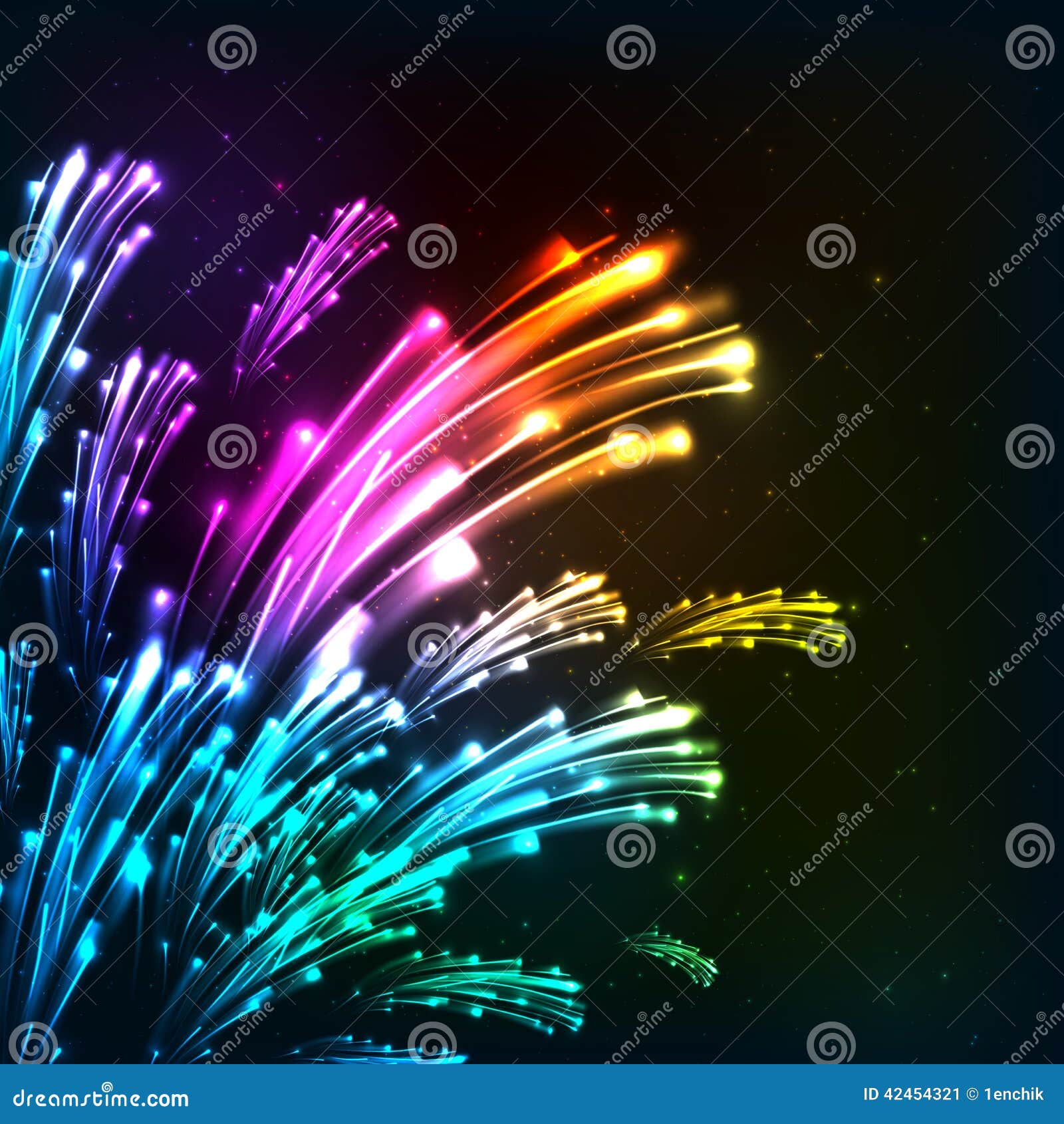 Rainbow Colors Neon Vector Fireworks Stock Vector - Illustration of ...