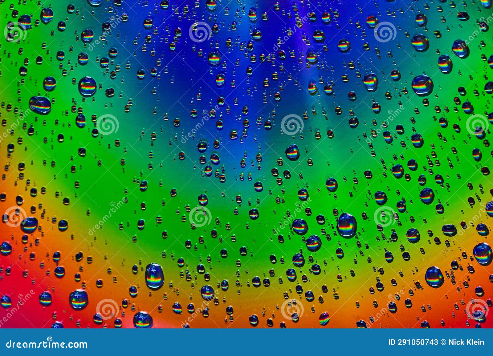 Rainbow Colors with Rain Drops Falling from Blue Top Abstract Art ...
