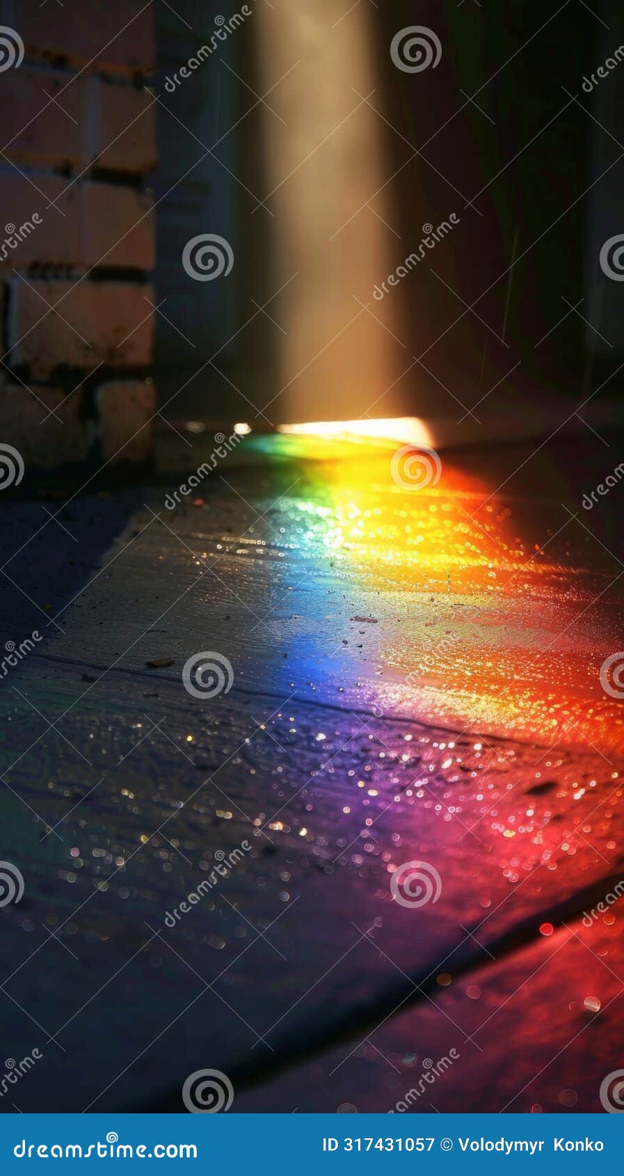 Rainbow Colors Reflecting on a Wet Urban Sidewalk Stock Image - Image ...