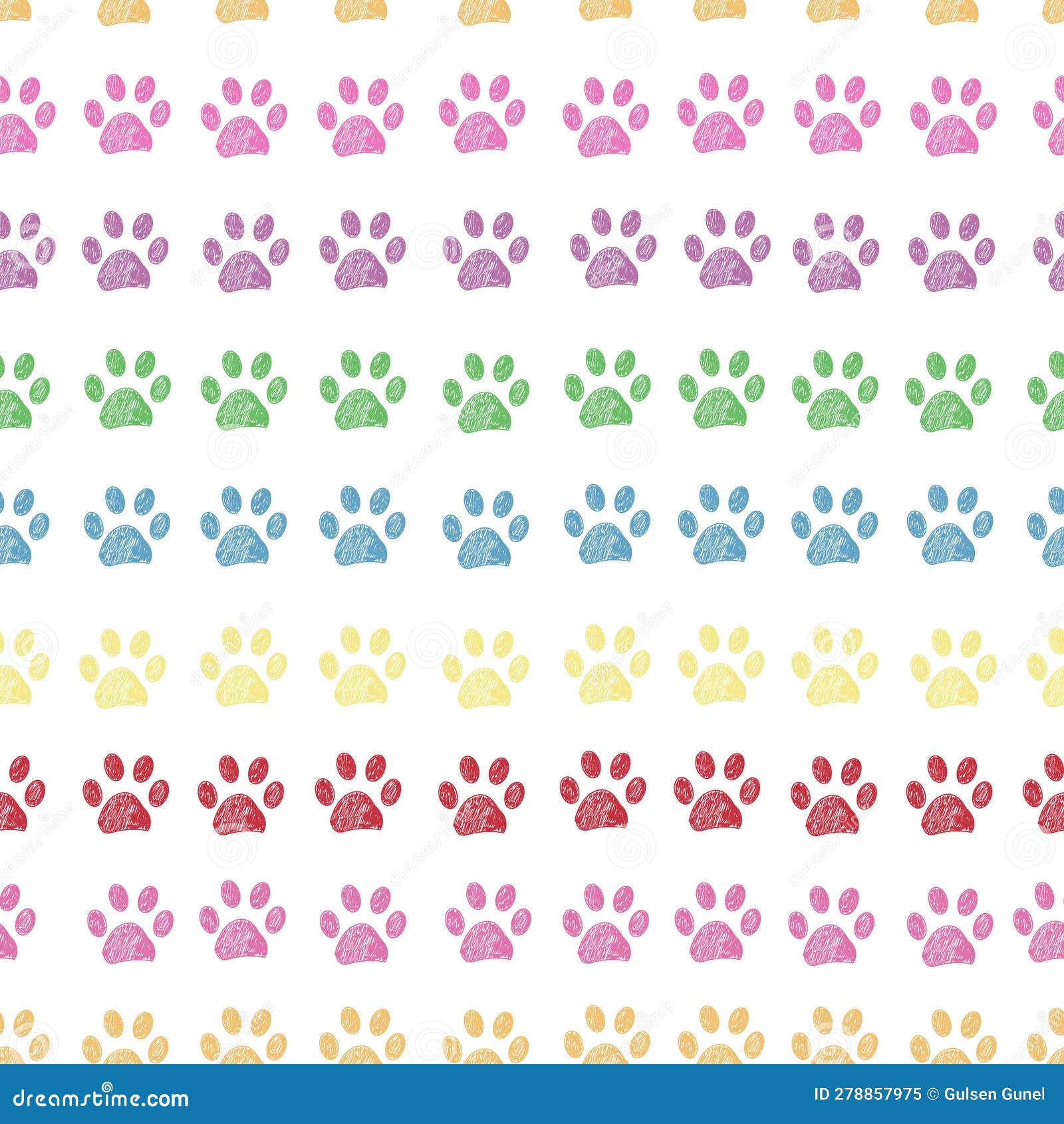 Rainbow Colors Seamless Horizontal Paw Prints Seamless Pattern Stock ...