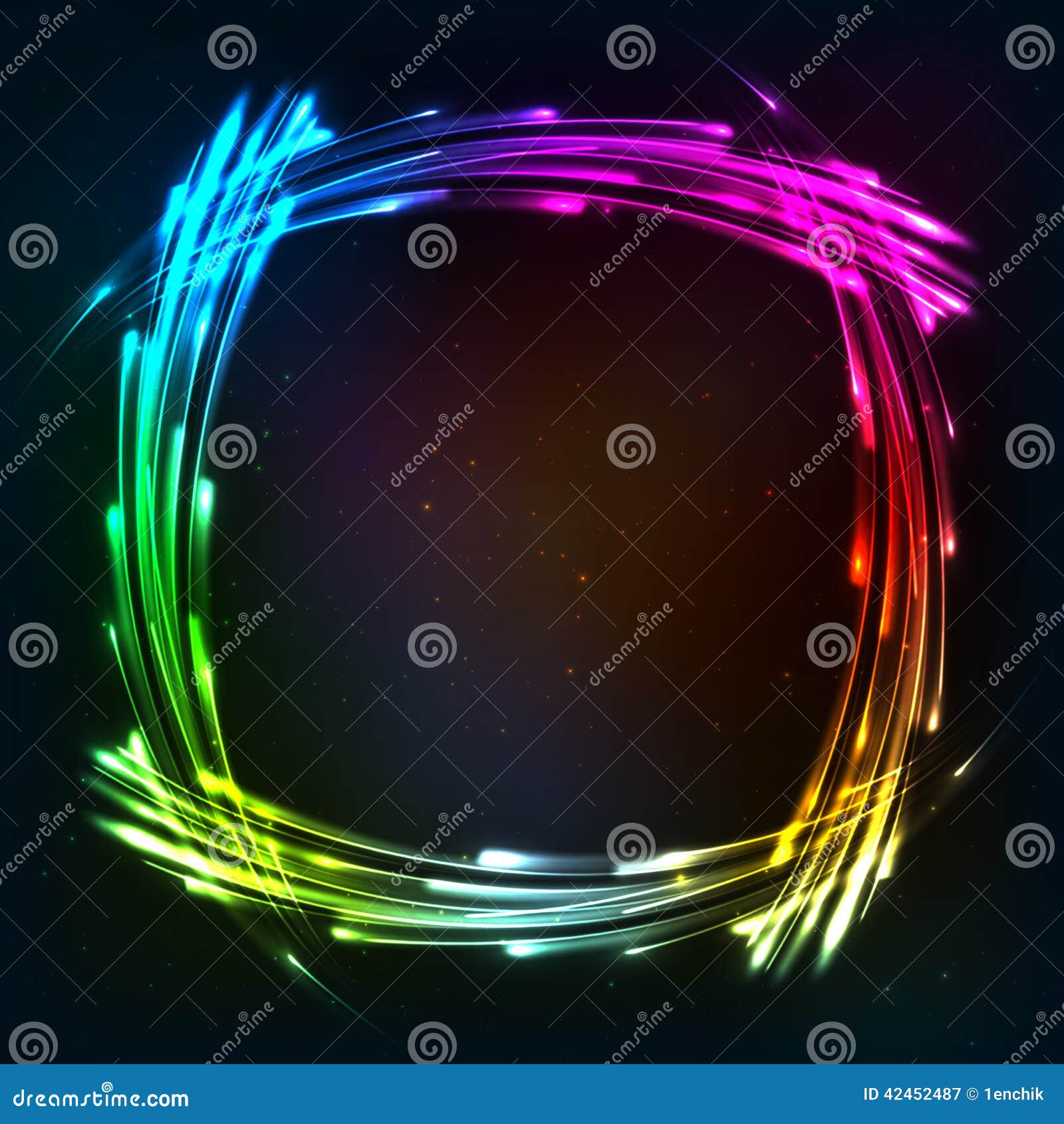 Rainbow colors shining neon lights frame