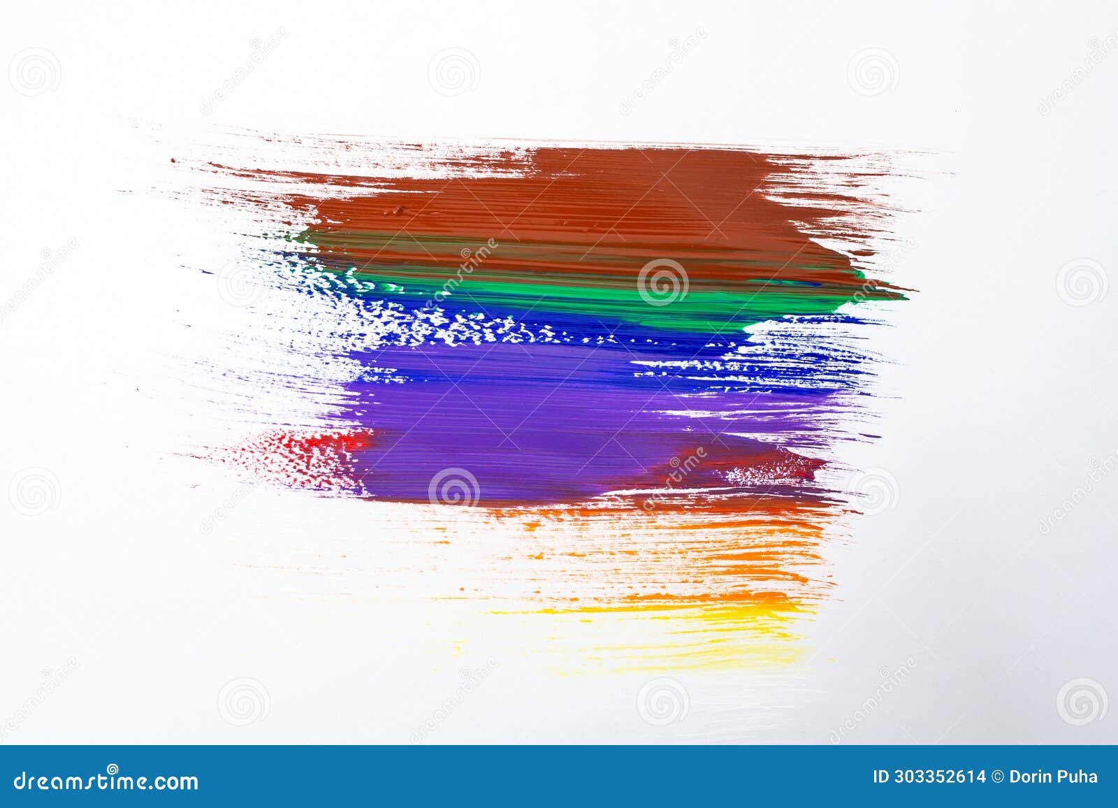 Rainbow Colors Smudge Painted with a Single Brush Stroke, Isolated on ...