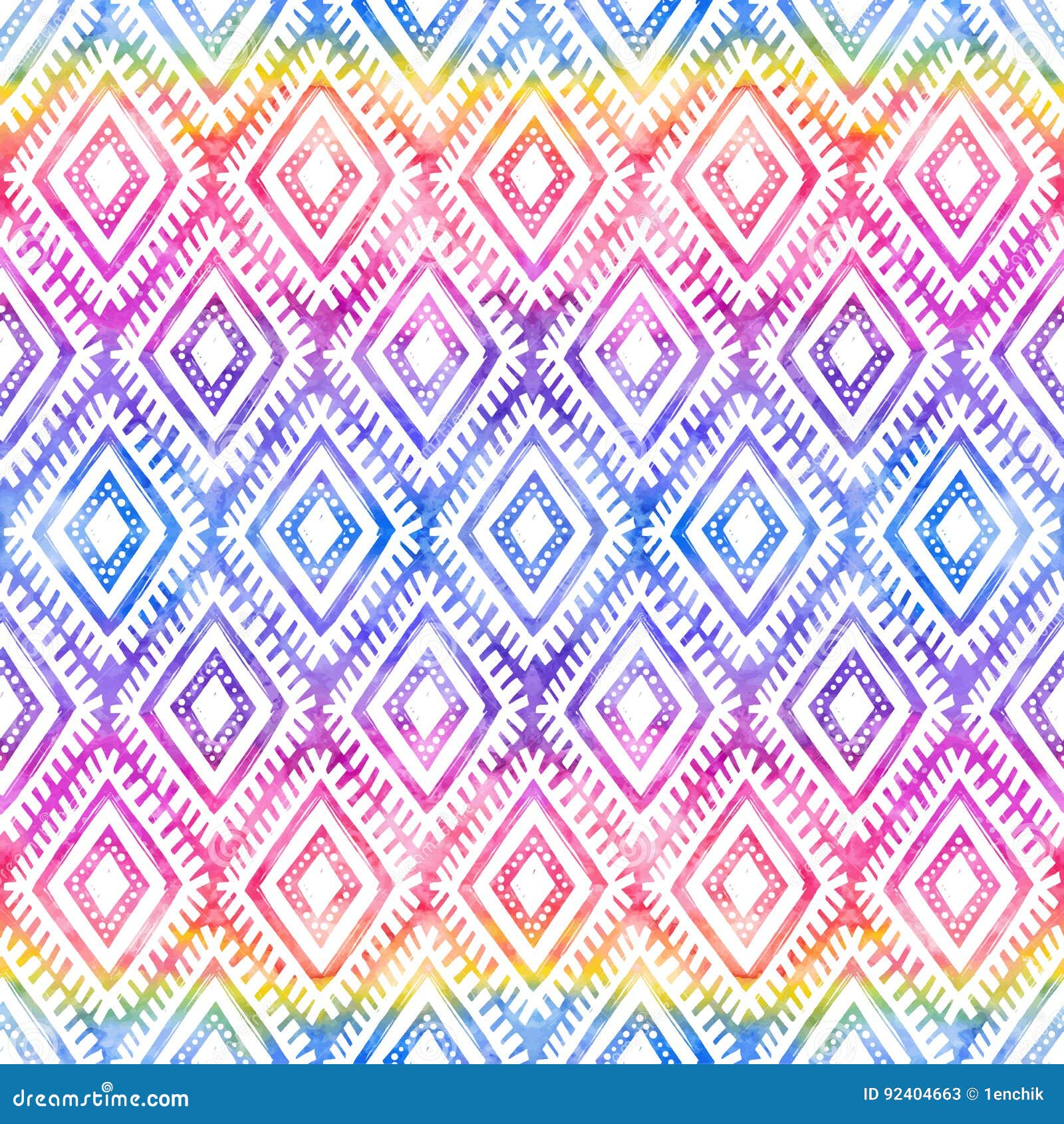 Rainbow Colors Tribal Ornament on White Vector Seamless Pattern Stock ...