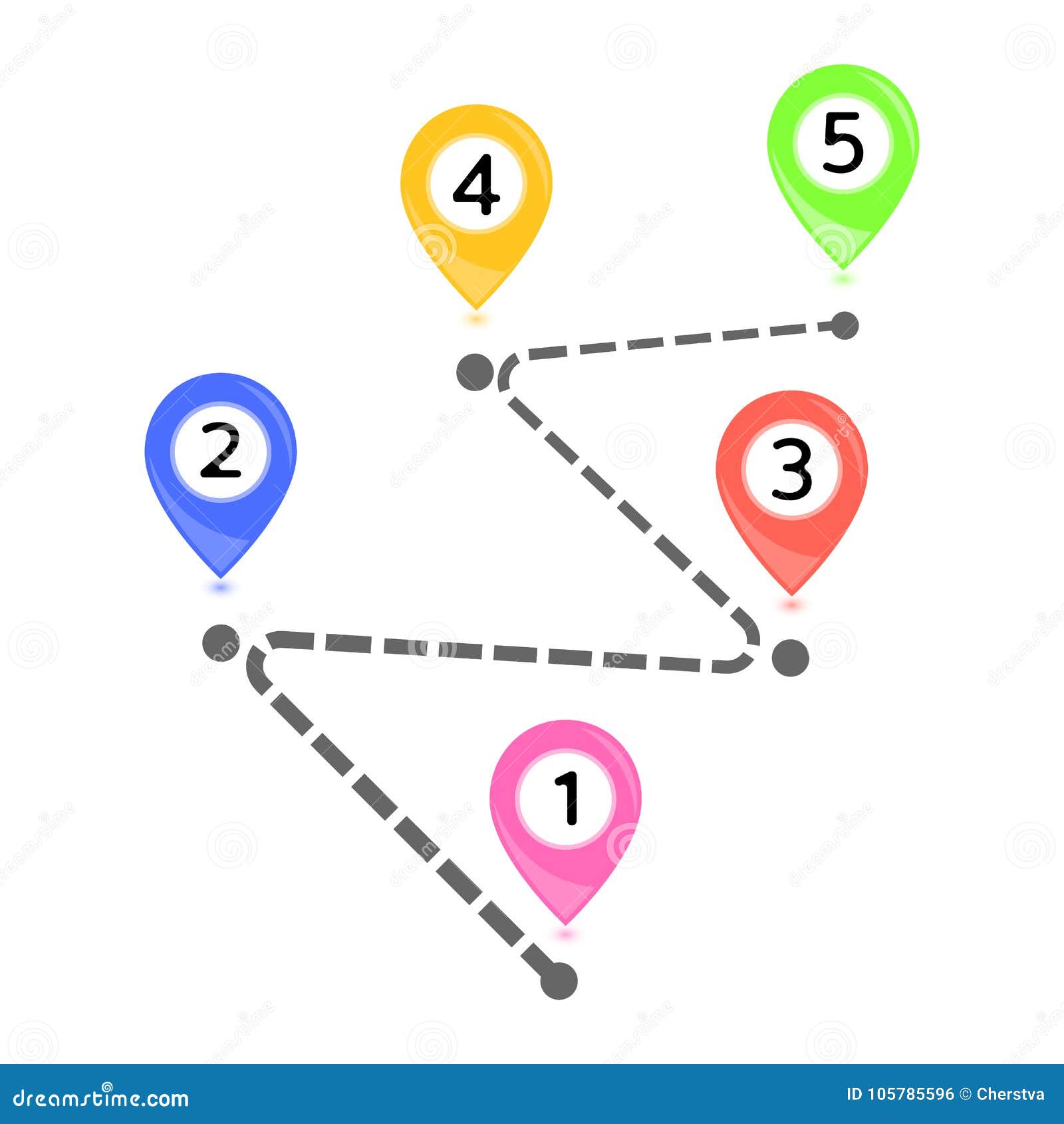 Rainbow Colors Vector Map Point Markers on White. Stock Vector ...