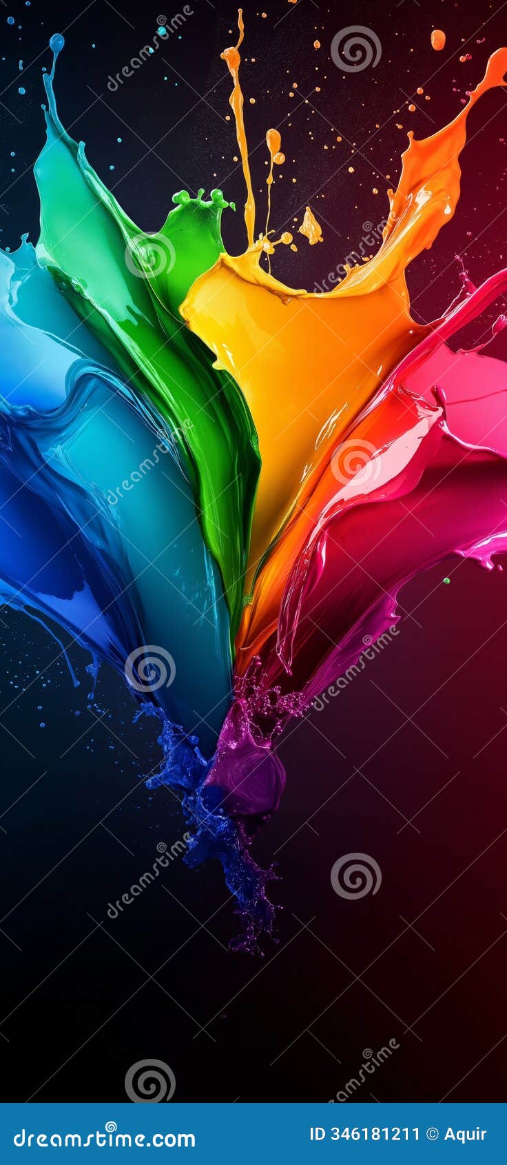 Rainbow Colour Three-dimensional Splashes on a Dark Background. Rainbow ...