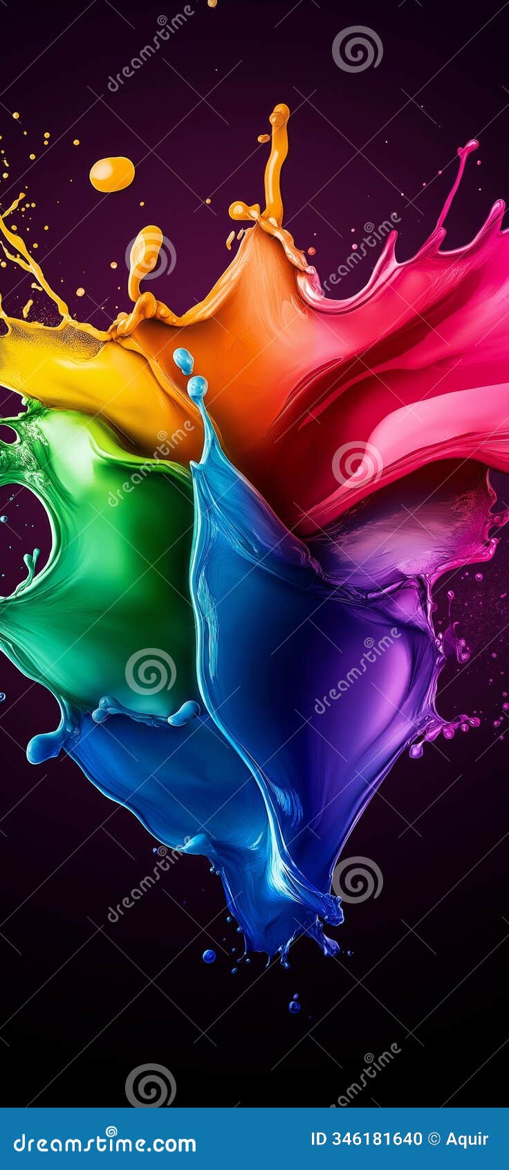 Rainbow Colour Three-dimensional Splashes on a Dark Background. Rainbow ...