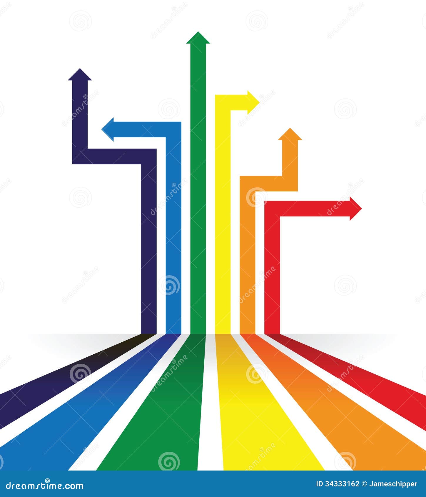 Rainbow Coloured Arrow Line Perspective Background Stock Illustration ...