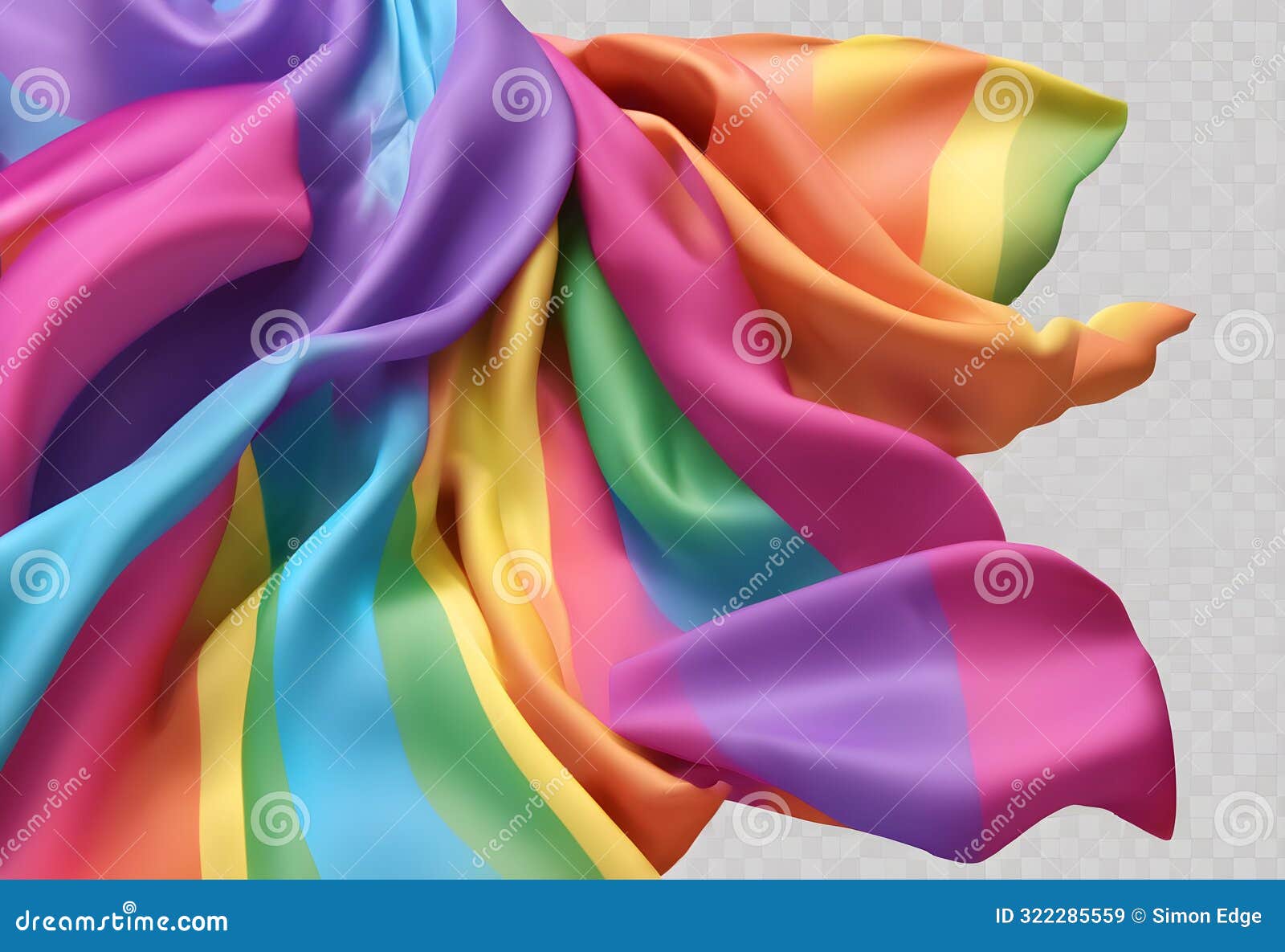 Rainbow Coloured Ribbon Floating on a Transparent Background Stock ...