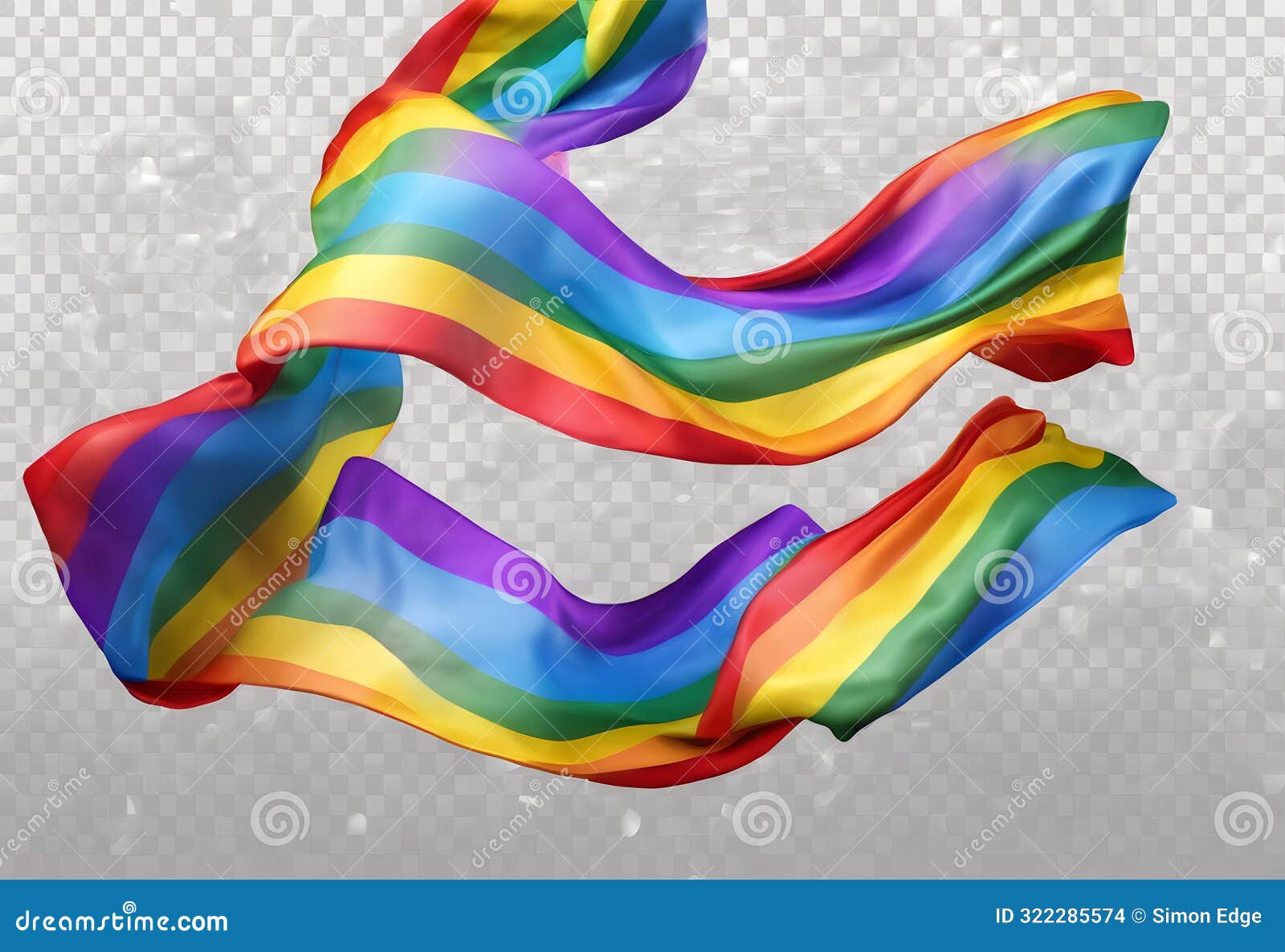 Rainbow Coloured Ribbon Floating on a Transparent Background Stock ...