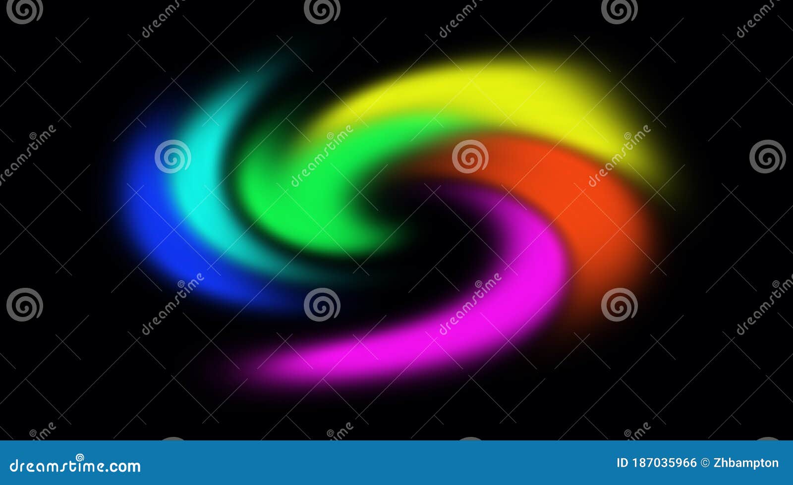 Rainbow Colours Swirl on Black Background Stock Illustration ...