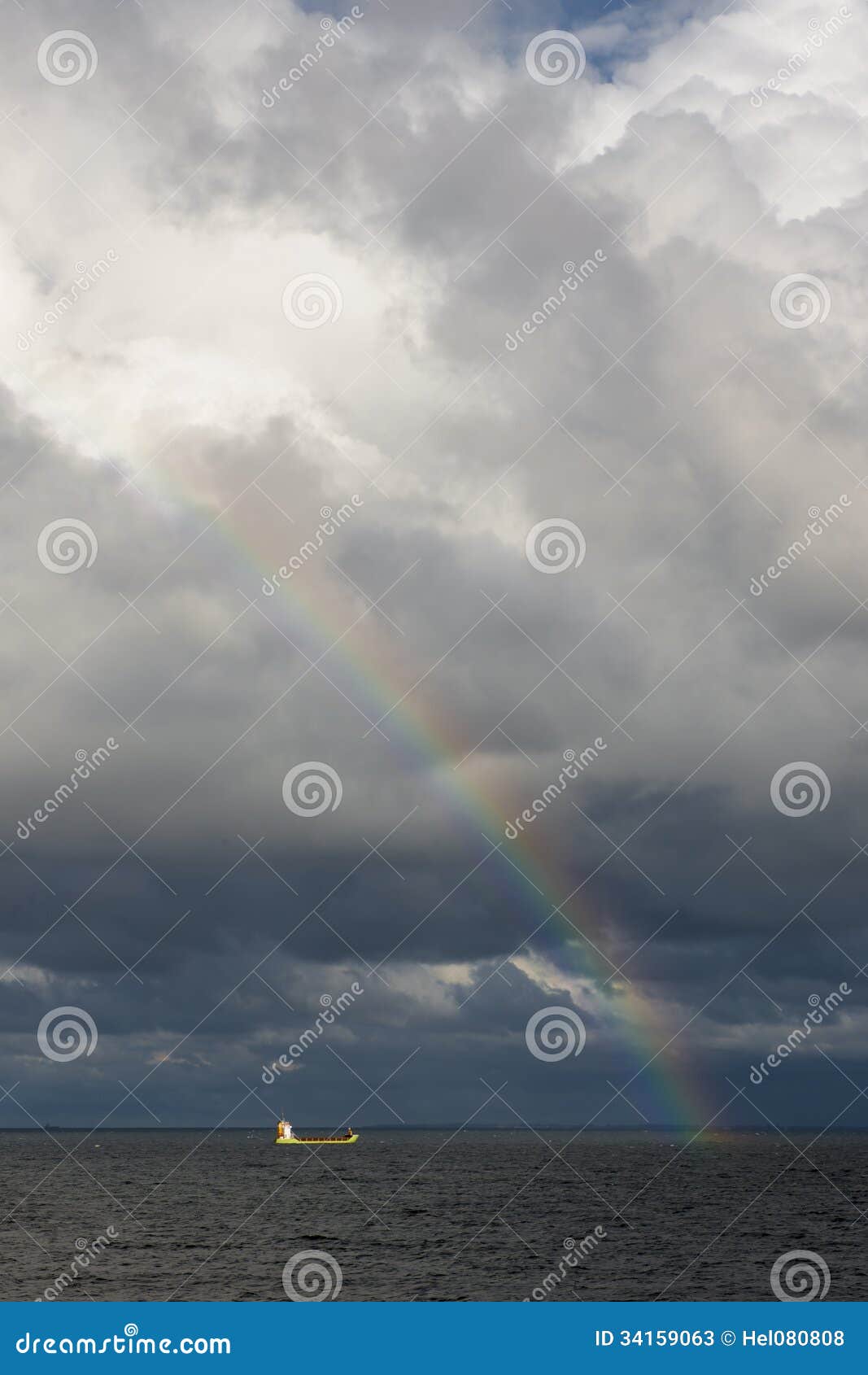 Rainbow and container ship stock image. Image of colour - 34159063