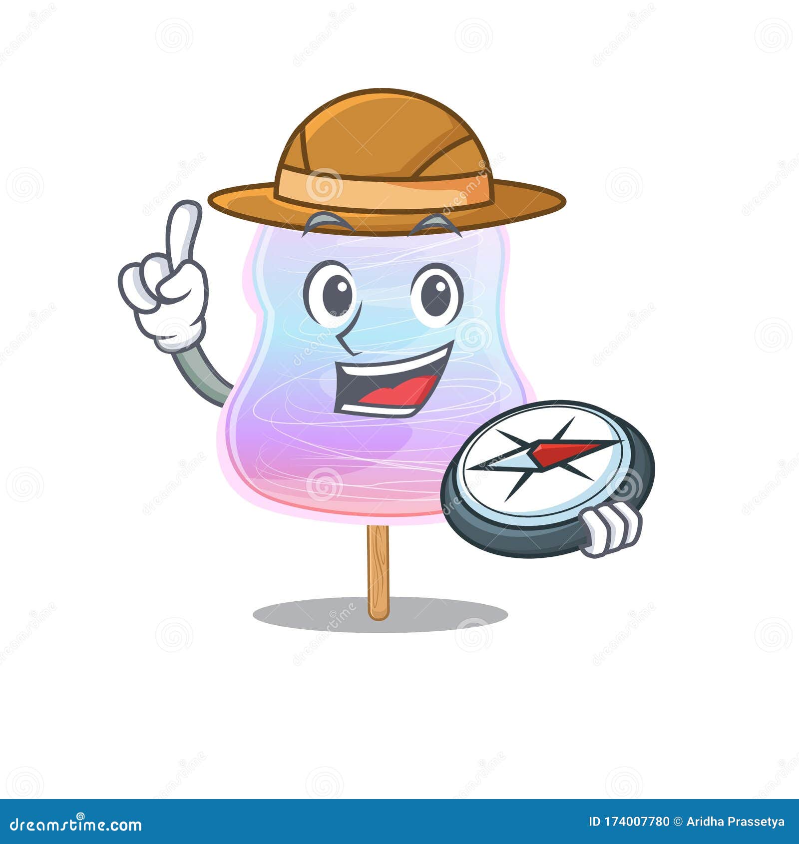 Rainbow Cotton Candy Experienced Explorer Using a Compass Stock Vector ...