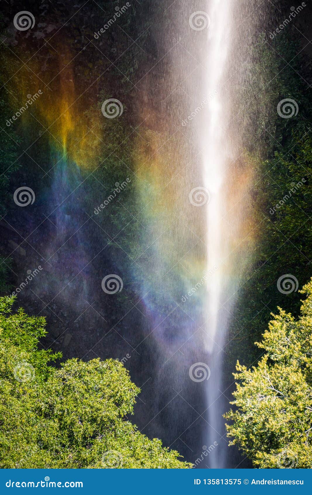 Rainbow Created By The Water Of Phantom Waterfall Dropping Off Over ...