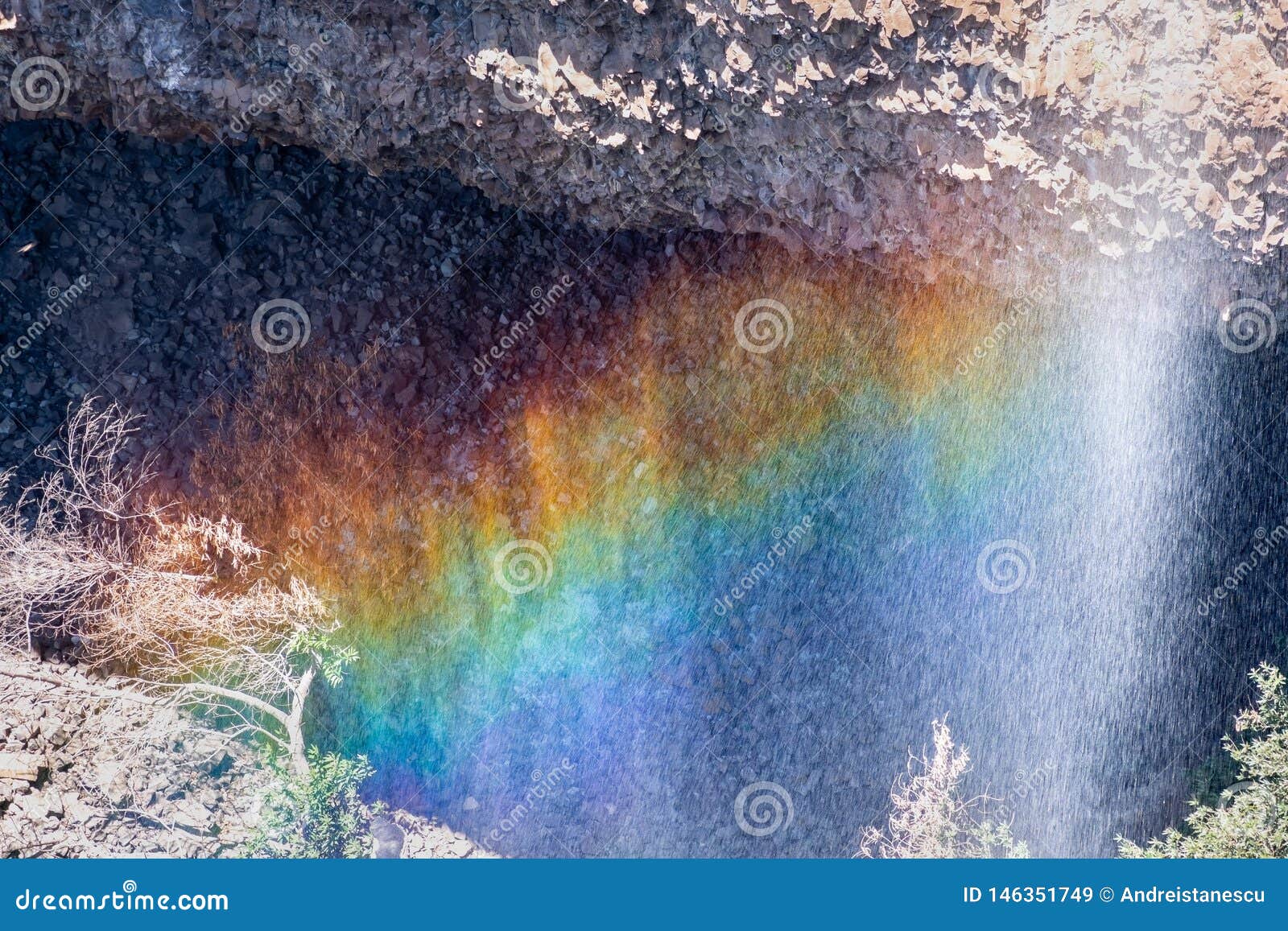 Rainbow Created By The Water Of Phantom Waterfall Dropping Off Over ...