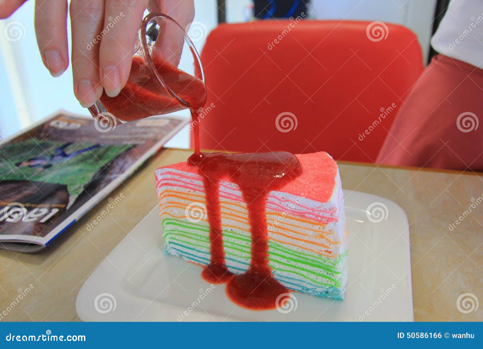 Rainbow crepe cake stock photo. Image of crepe, cake - 50586166