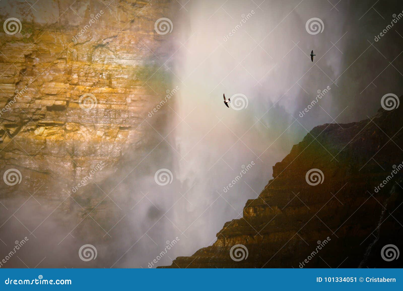Rainbow Cross the Waterfall Stock Image - Image of travel, stone: 101334051