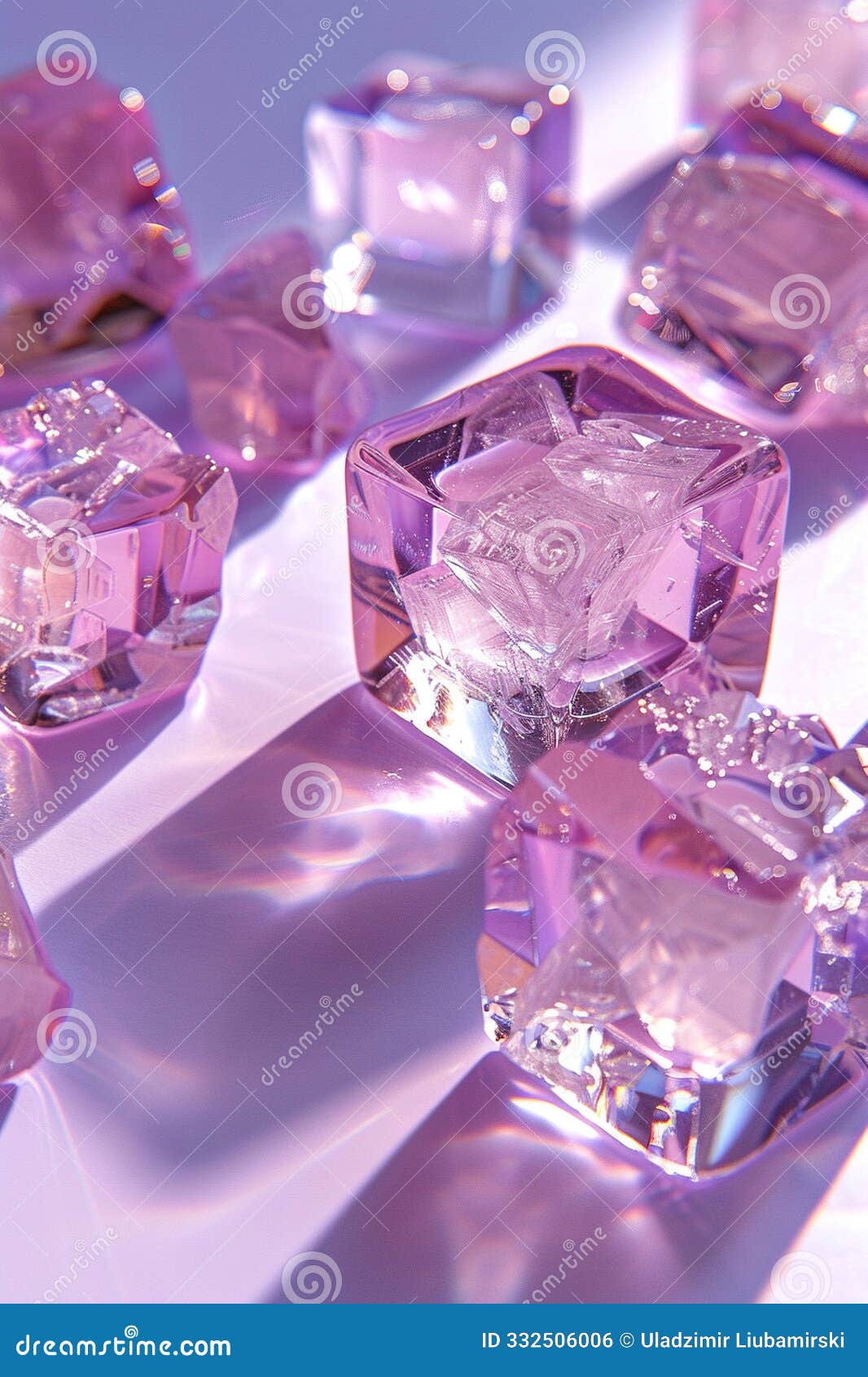 Rainbow Crystal Cubes or Blocks on Purple Abstract Background, Glass ...