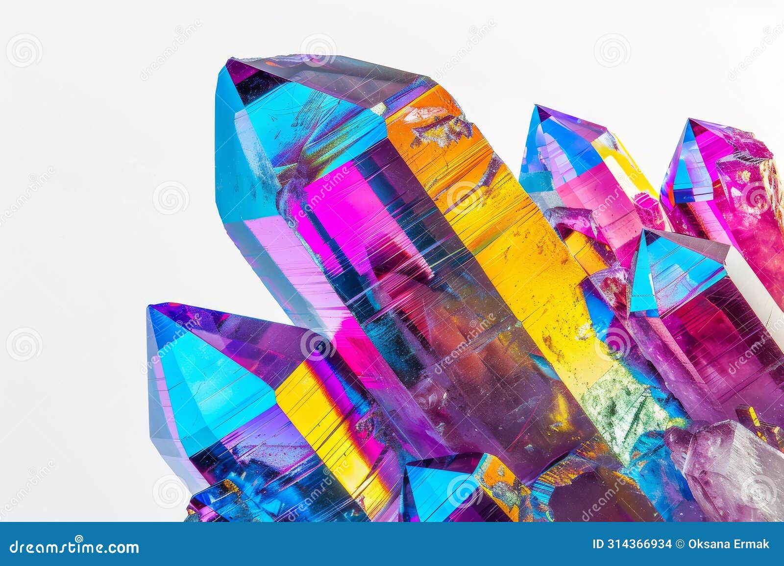 Rainbow Crystal Isolated, Titanium Color Stone, Rainbow Gem, White ...