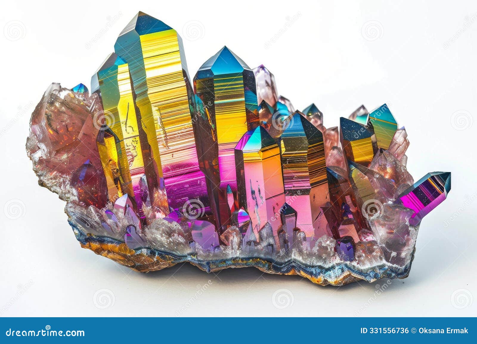 Rainbow Crystal Isolated, Titanium Color Stone, Rainbow Gem, White ...