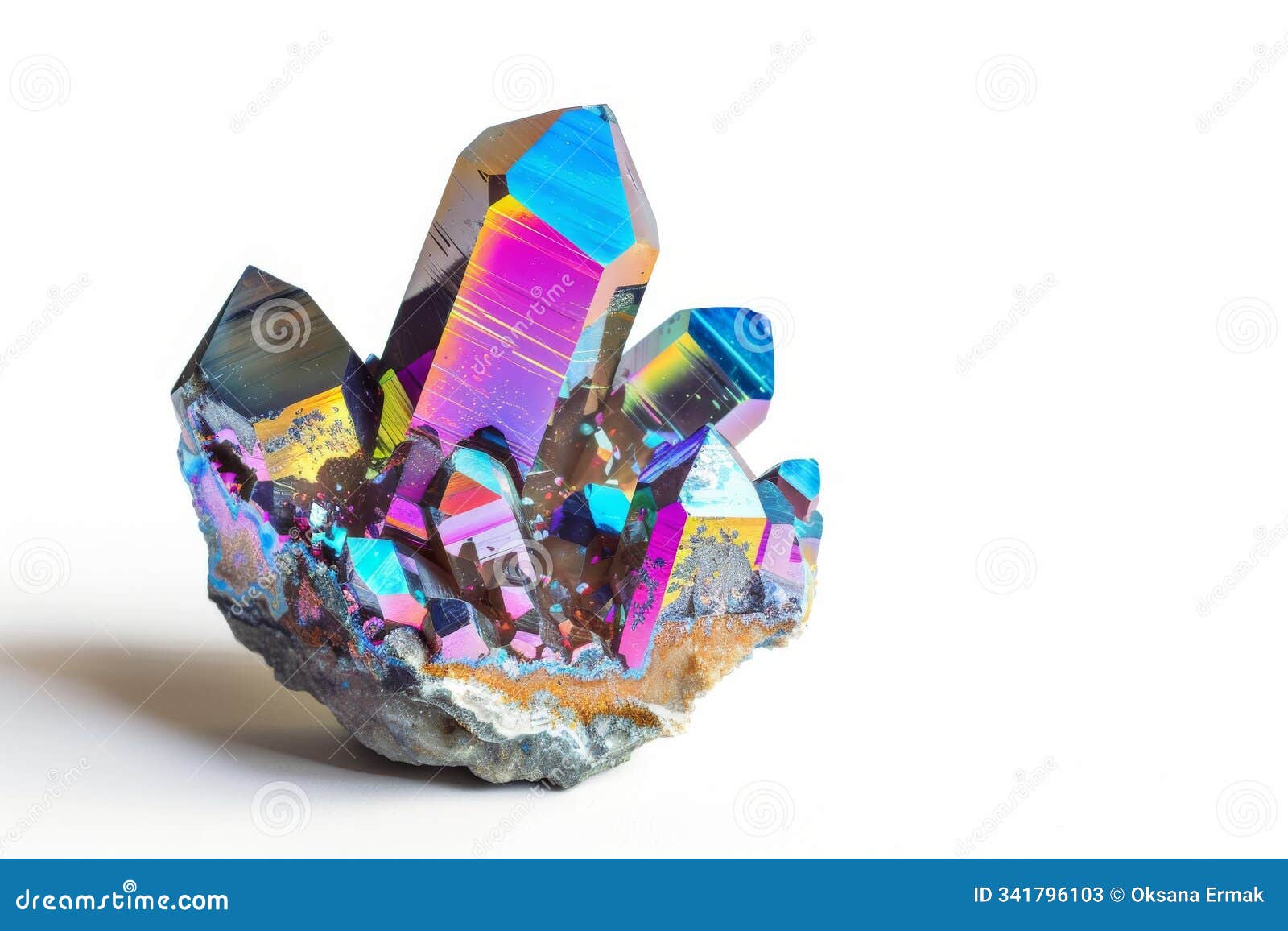 Rainbow Crystal Isolated, Titanium Color Stone, Rainbow Gem, White ...