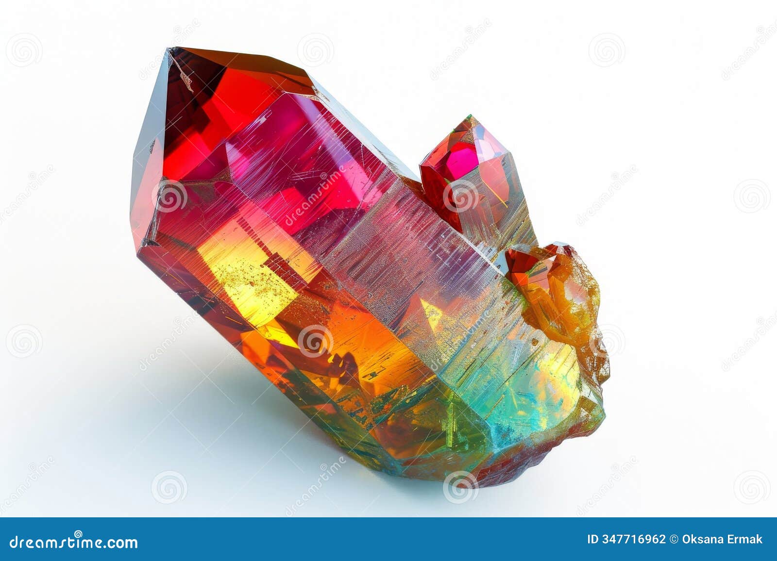 Rainbow Crystal Isolated, Titanium Color Stone, Rainbow Gem, White ...