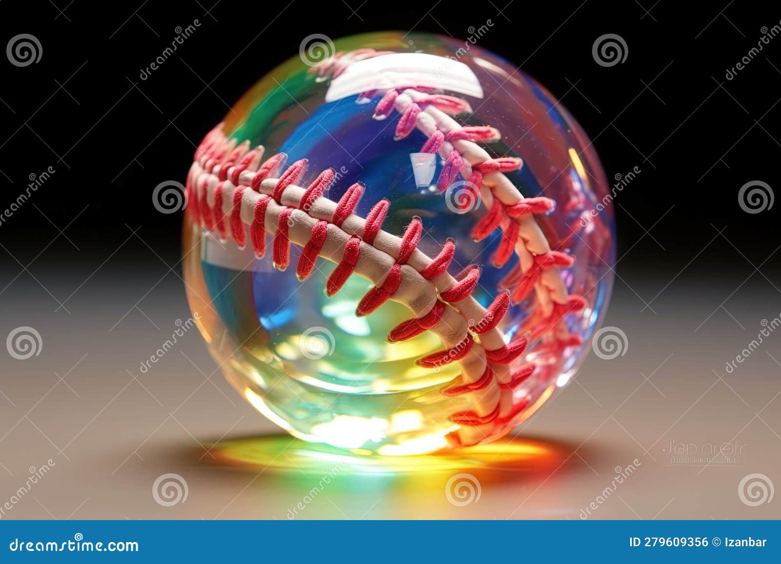Rainbow Crystals Baseball Ball Illustration Generative Ai Stock ...