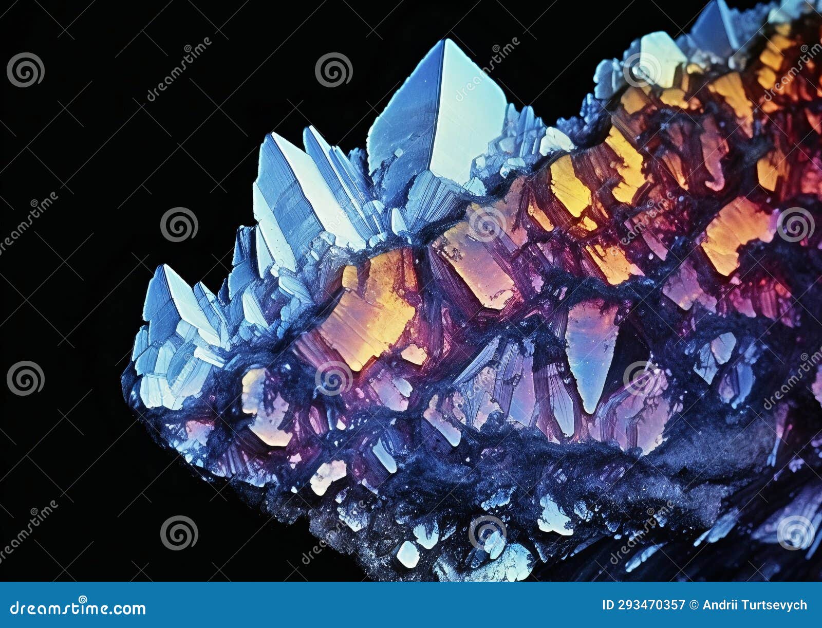 Rainbow Crystals on a Dark Background, Microscopic View, AI Generated ...
