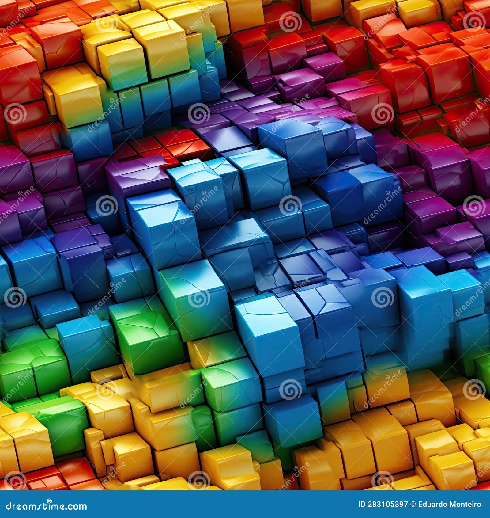 Rainbow Cubes Arranged with Cubist Fragmentation and Realistic Textures (tiled) Stock ...
