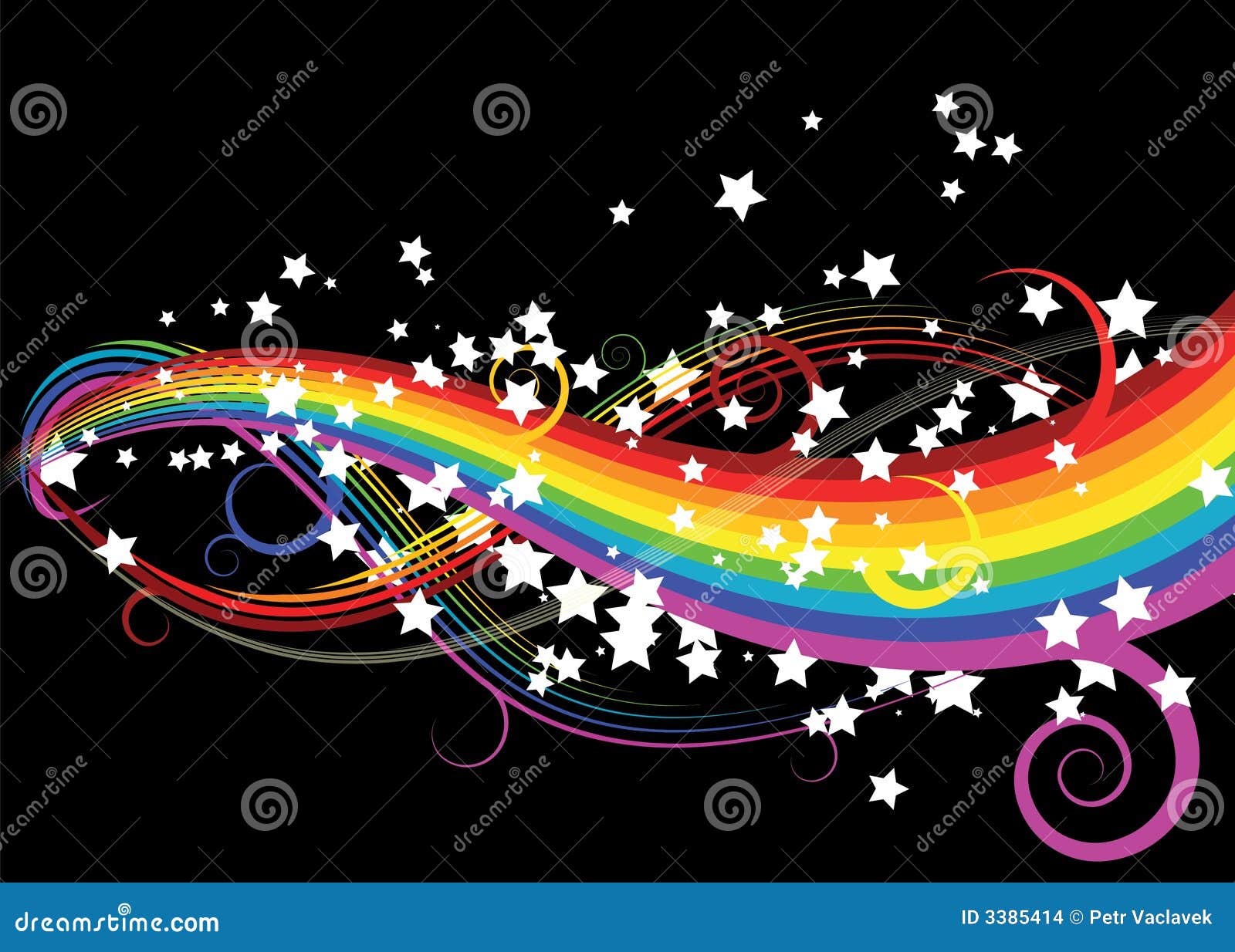Rainbow curves with stars stock vector. Illustration of detail - 3385414