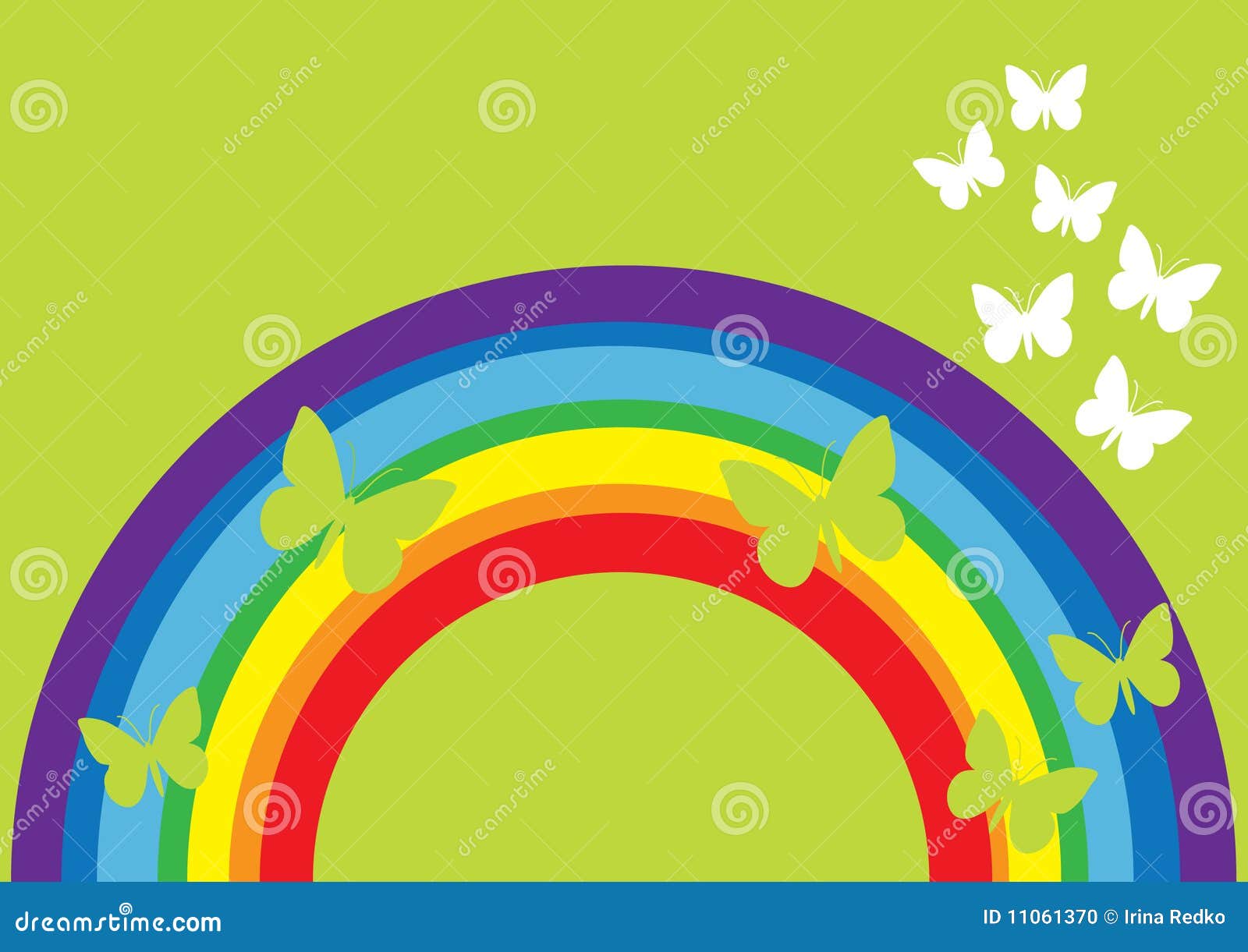 Rainbow and cute butterfly stock illustration. Illustration of stripe ...