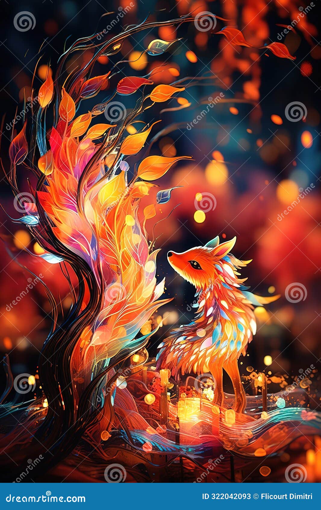 Rainbow magical fox stock image. Image of imagination - 322042093